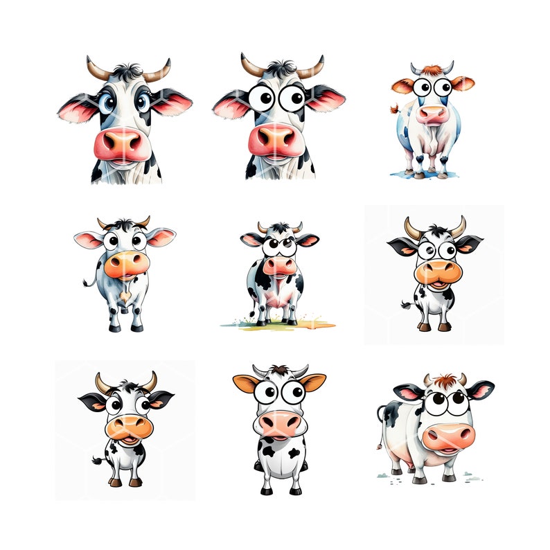 Funny Cow Clipart, Crazy Cow Pngs, Cute Farm Animal Clipart, Silly Cow ...