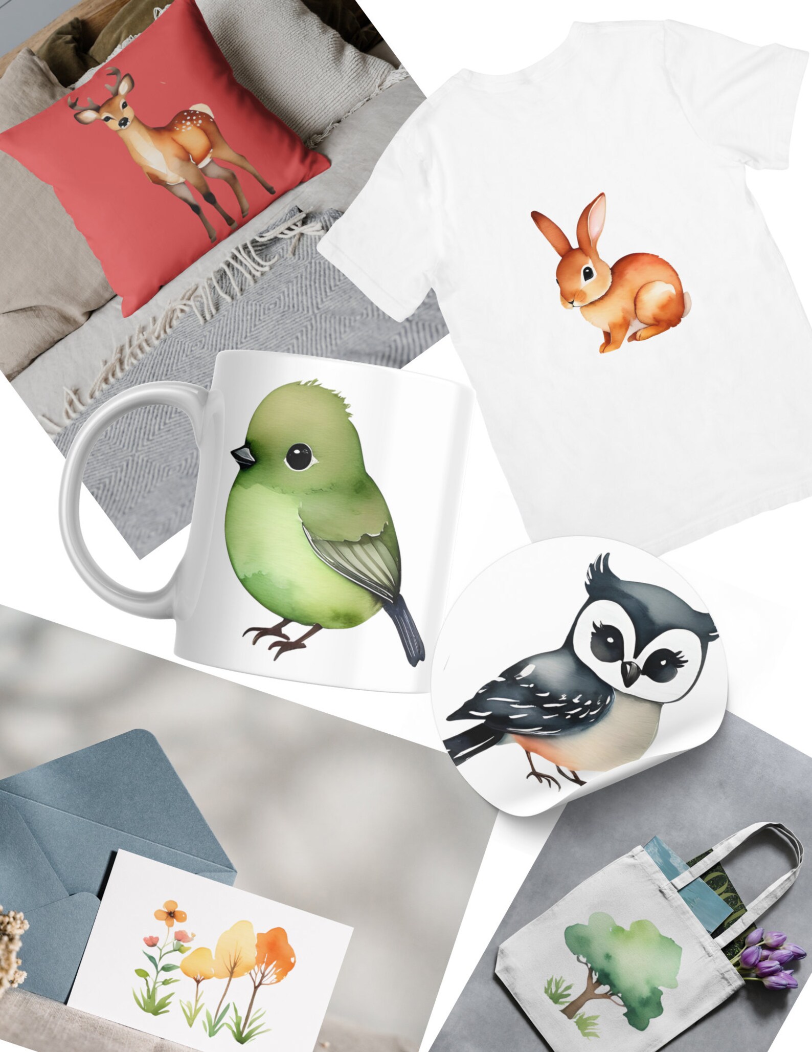 Enchanted Forest Friends Clipart 50 Watercolor Pngs, Woodland Animals ...
