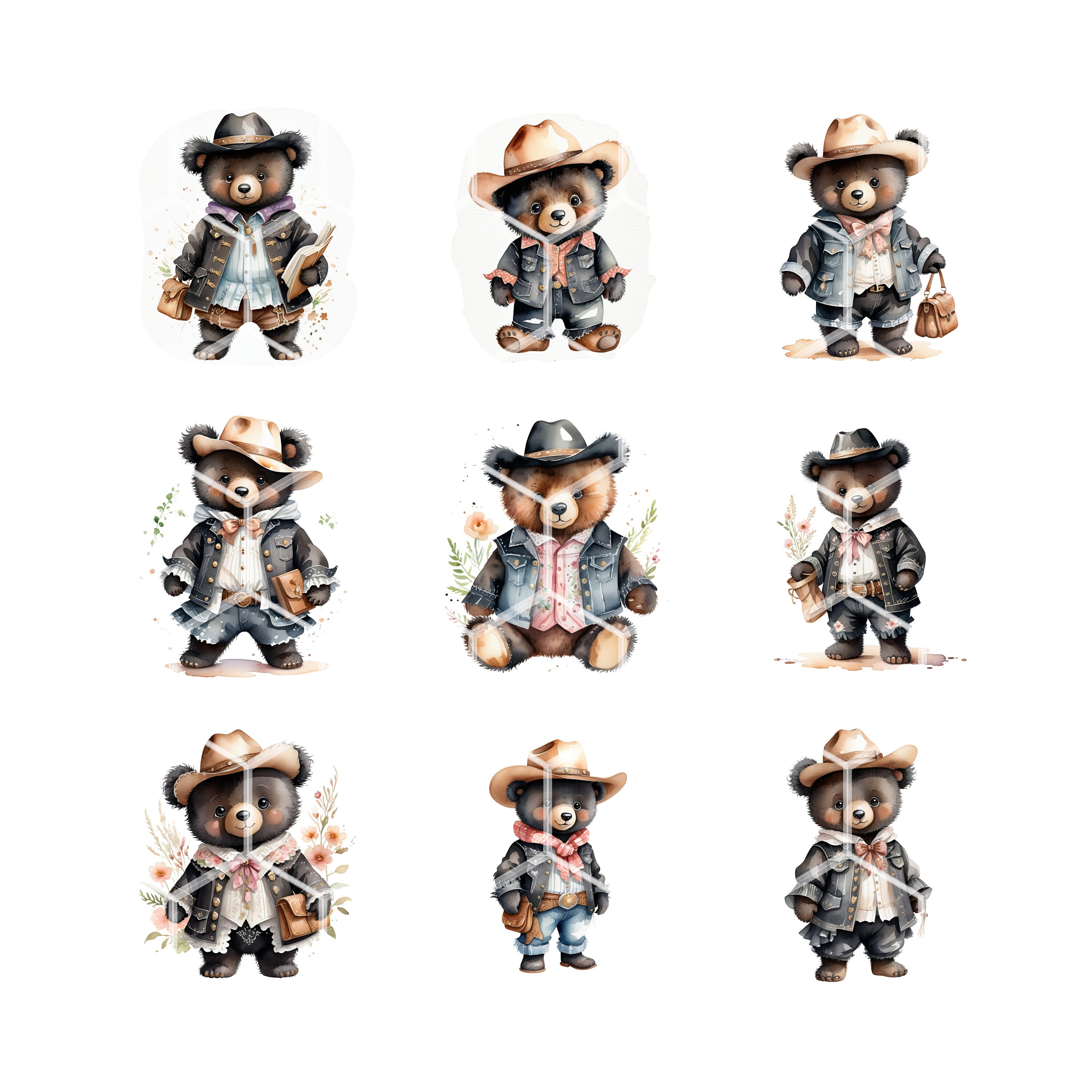 Western Shower Clipart, Western Teddy Bears, Commercial Use, Cowboy ...