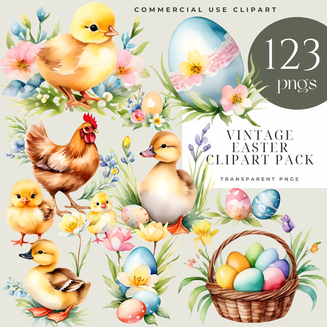 Watercolor Cute Easter Chick Clipart, Watercolor Easter Duckling ...