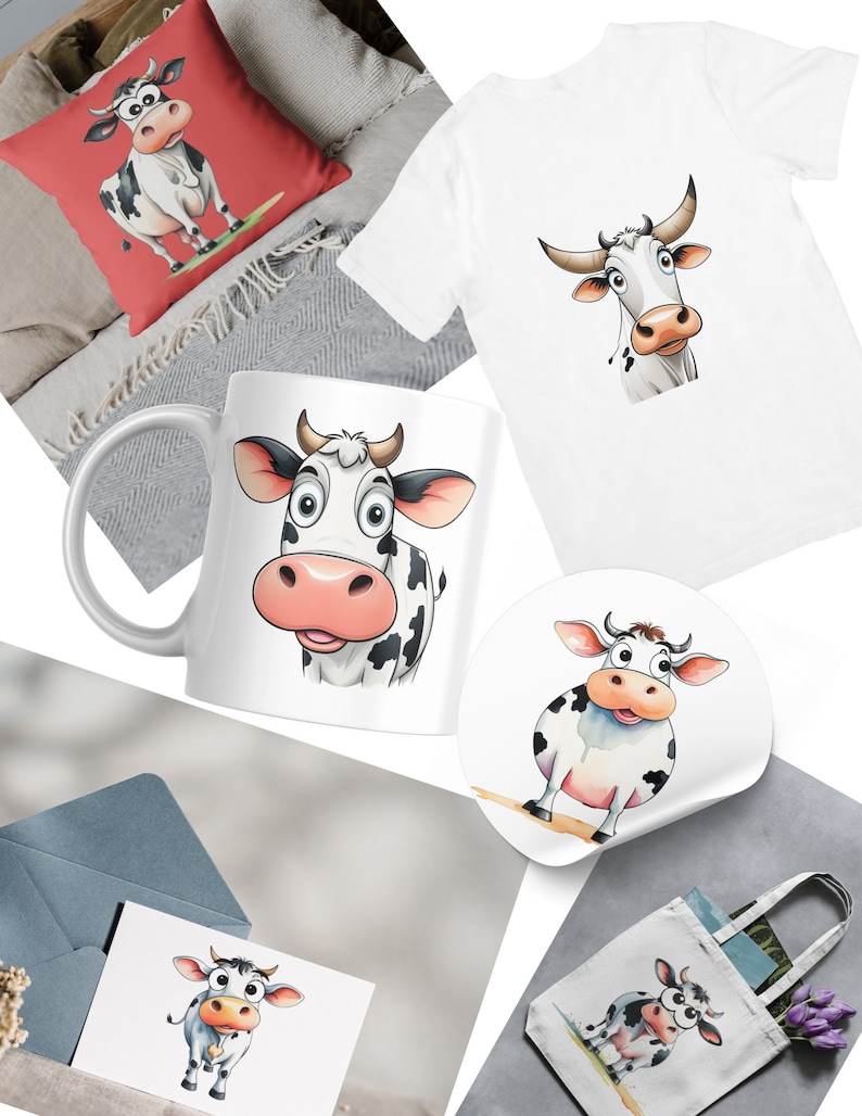 Funny Cow Clipart, Crazy Cow Pngs, Cute Farm Animal Clipart, Silly Cow ...