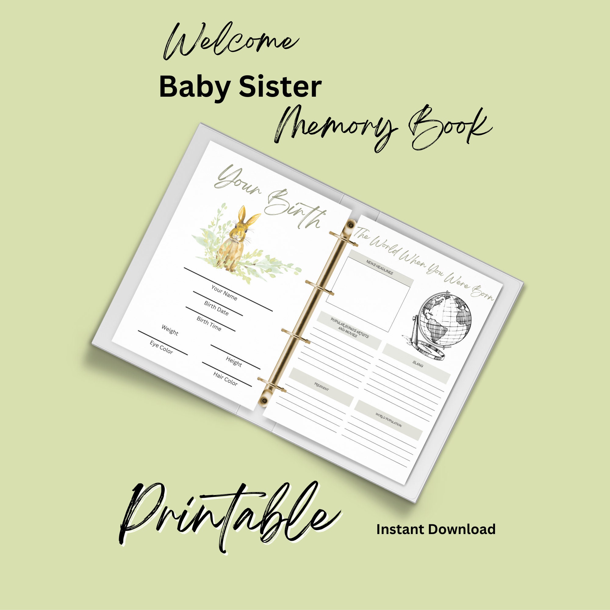 Baby Book Printable, Baby Memory Book, Baby Gift, First Year Memory ...