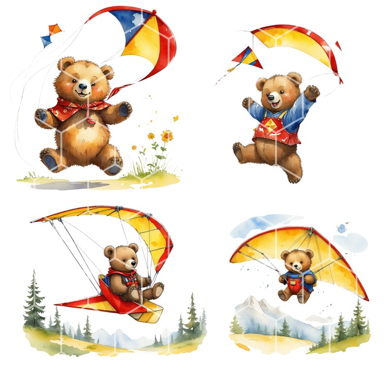 Flying Bear Clipart - 27 Pngs, Instant Download, Commercial Use, Kids ...
