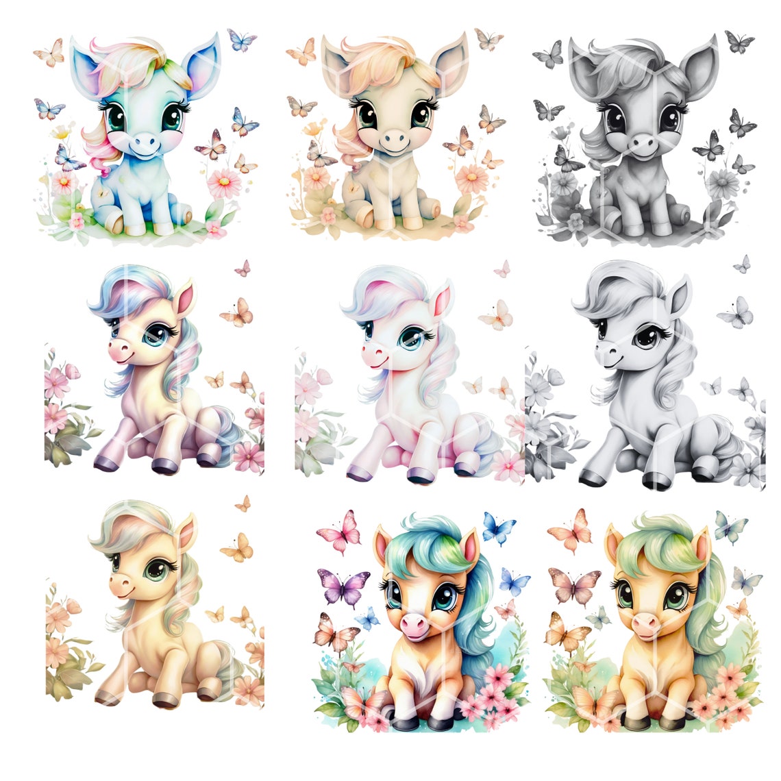 Pretty Little Pony PNG Pack of 50 Ponies Pngs Digital Cartoon Character ...