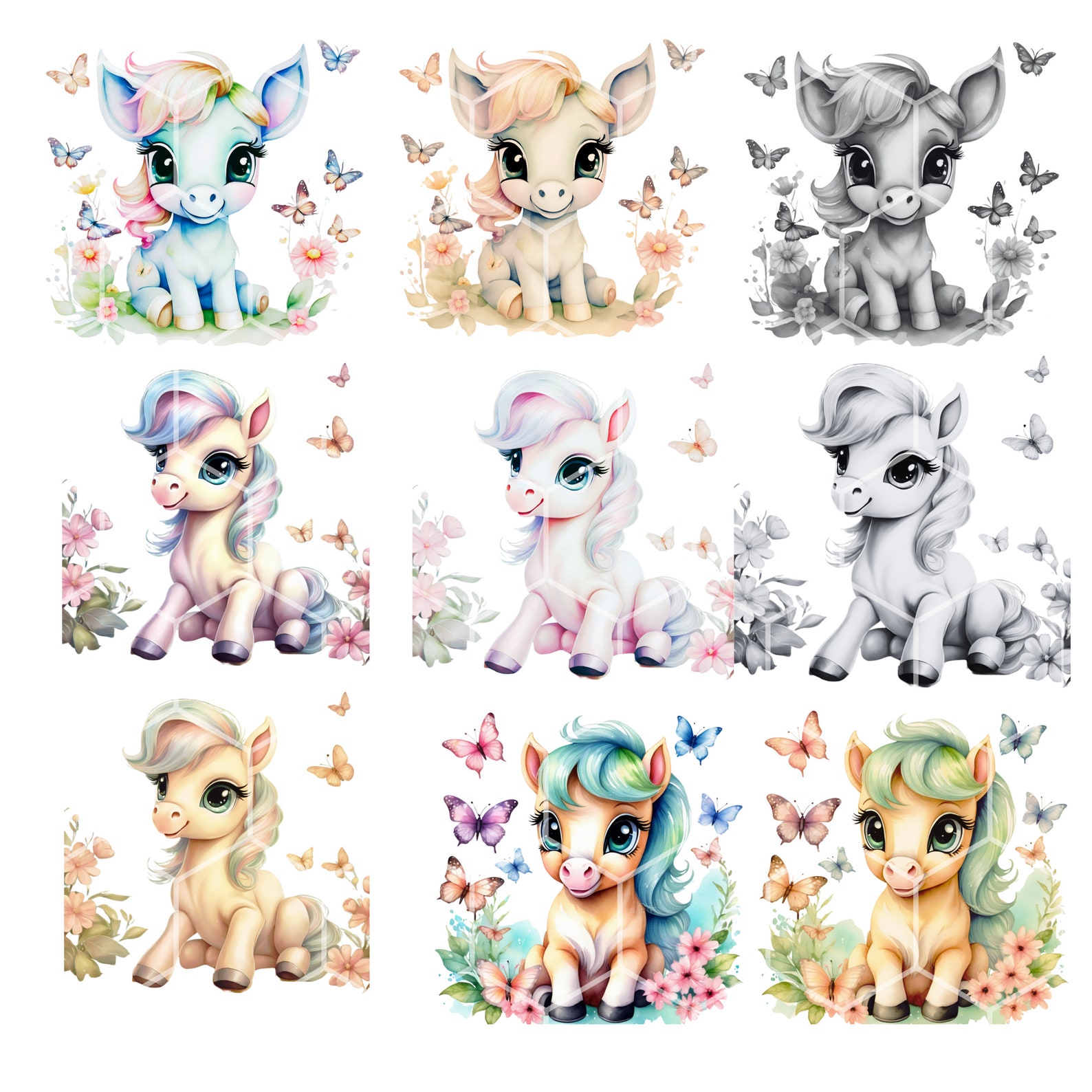 Pretty Little Pony PNG Pack of 50 Ponies Pngs Digital Cartoon Character ...
