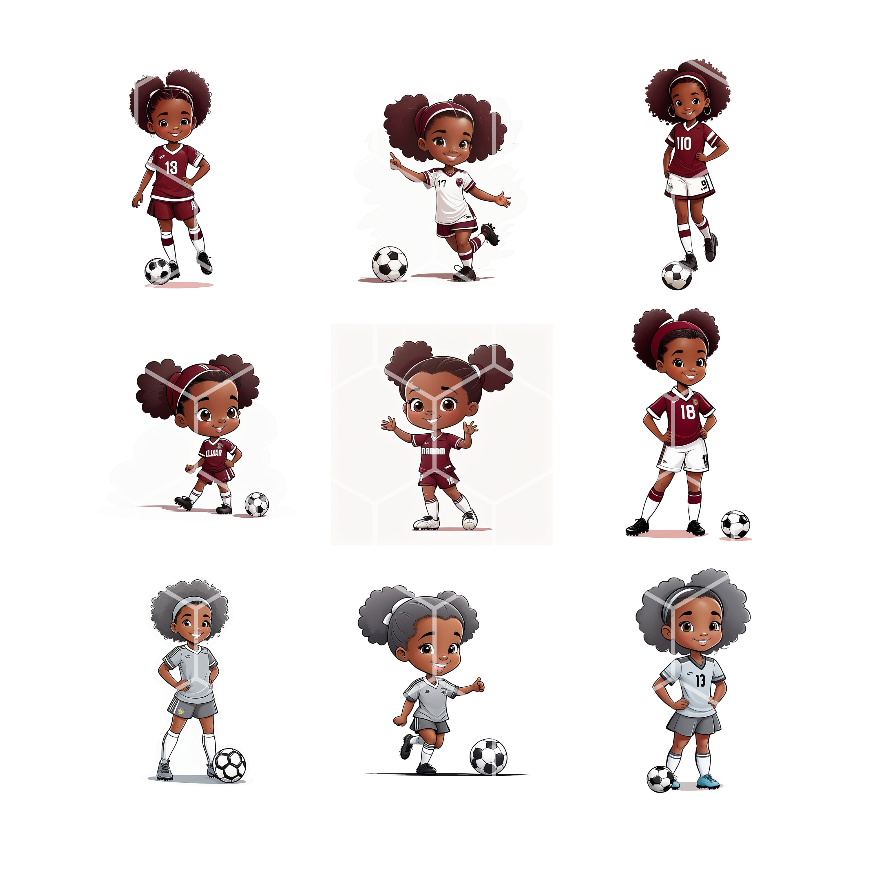 Soccer Girl Clipart |black Girls Soccer Player | Multicultural Png ...