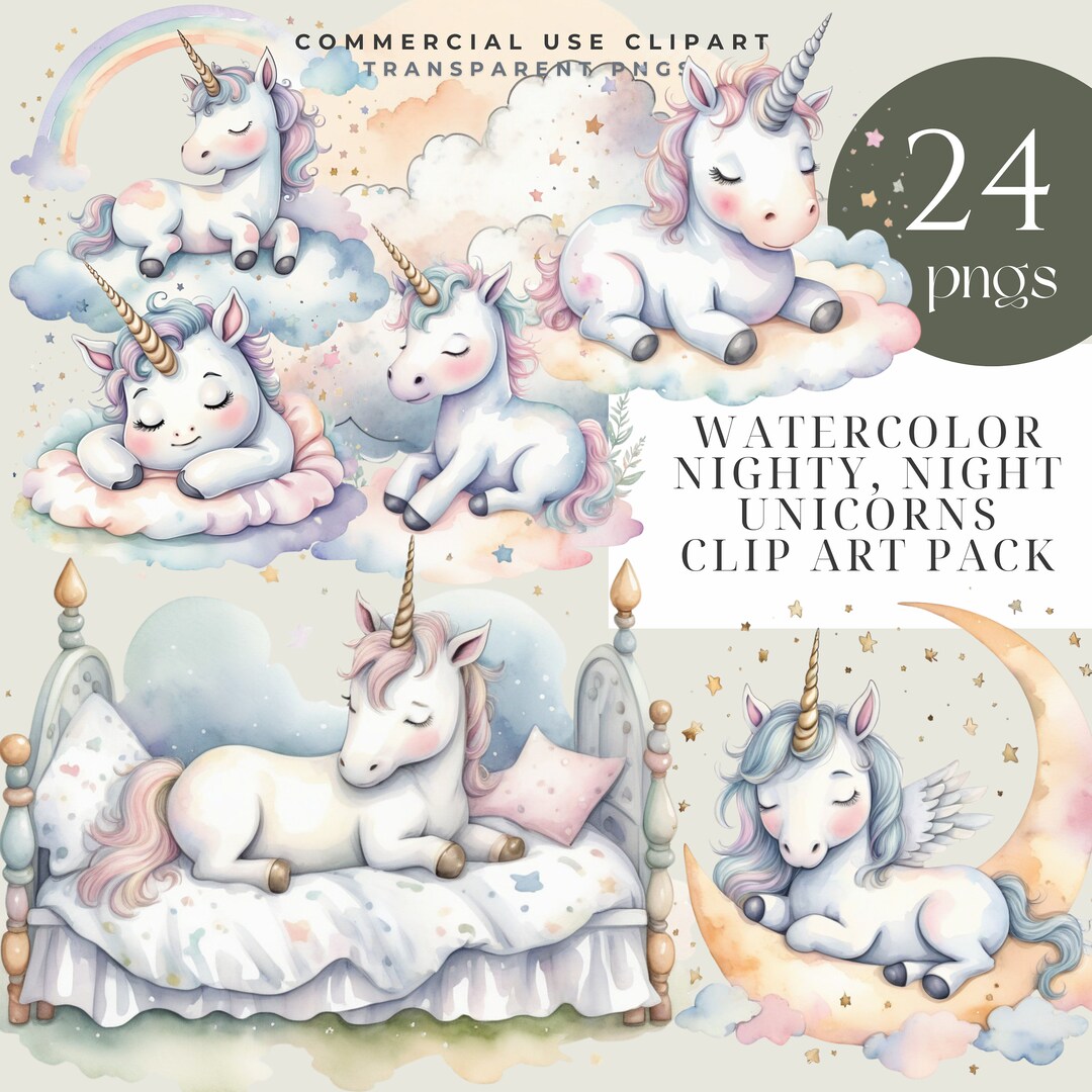 Unicorn Clipart PNG Seeping, Sleeping Baby Unicorns Clipart PNG ...