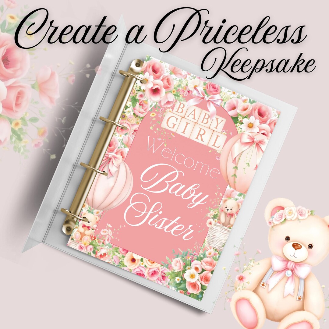 Baby Memory Book Printable Pages | Welcome Sister Keepsake, First Year ...