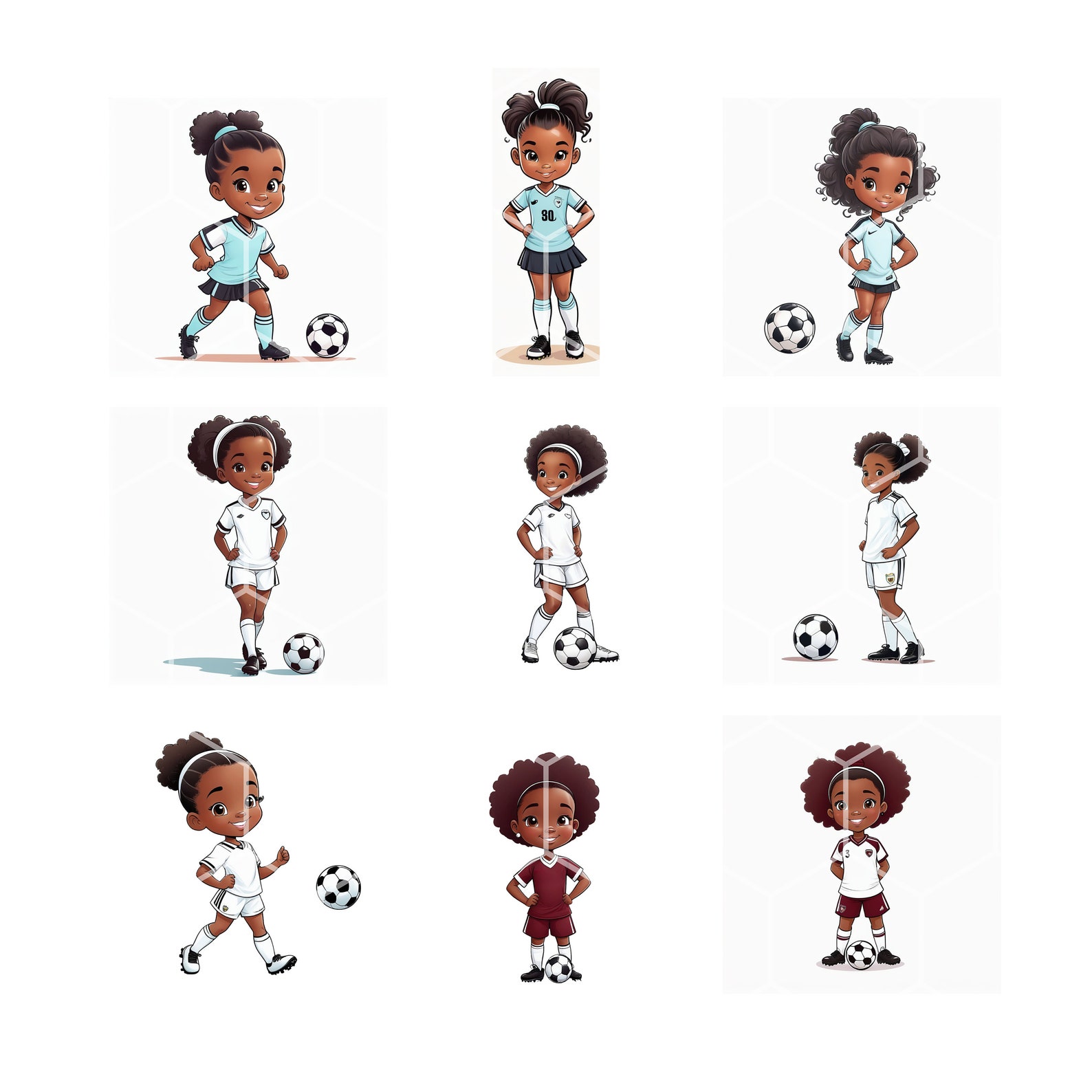 Soccer Girl Clipart |black Girls Soccer Player | Multicultural Png ...