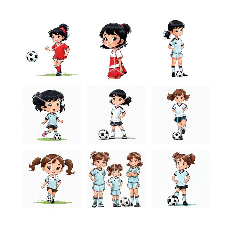 Soccer Girl Clipart | Sublimation Designs | Girls Soccer Player ...