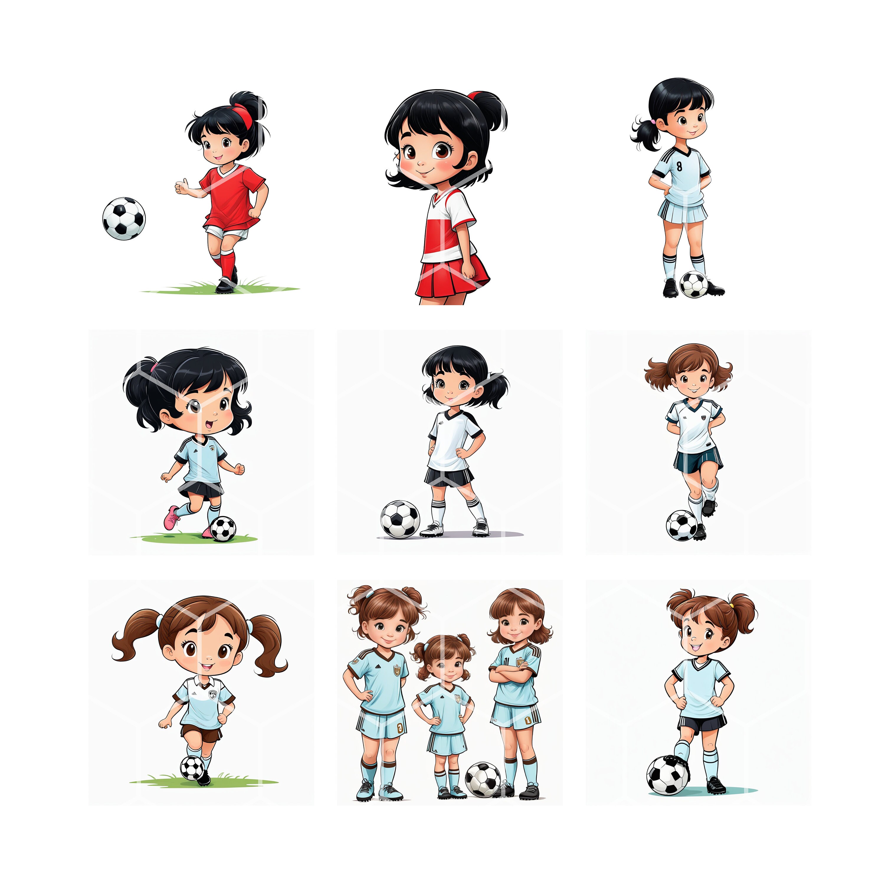 Soccer Girl Clipart Sublimation Designs Girls Soccer Player Characters ...