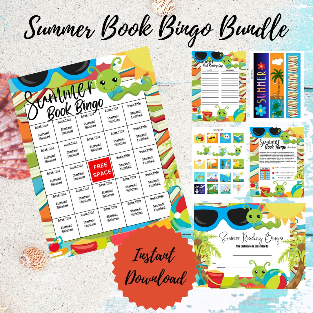 Summer Reading Bingo Cards, Summer Reading Bingo Game Bundle for Kids ...
