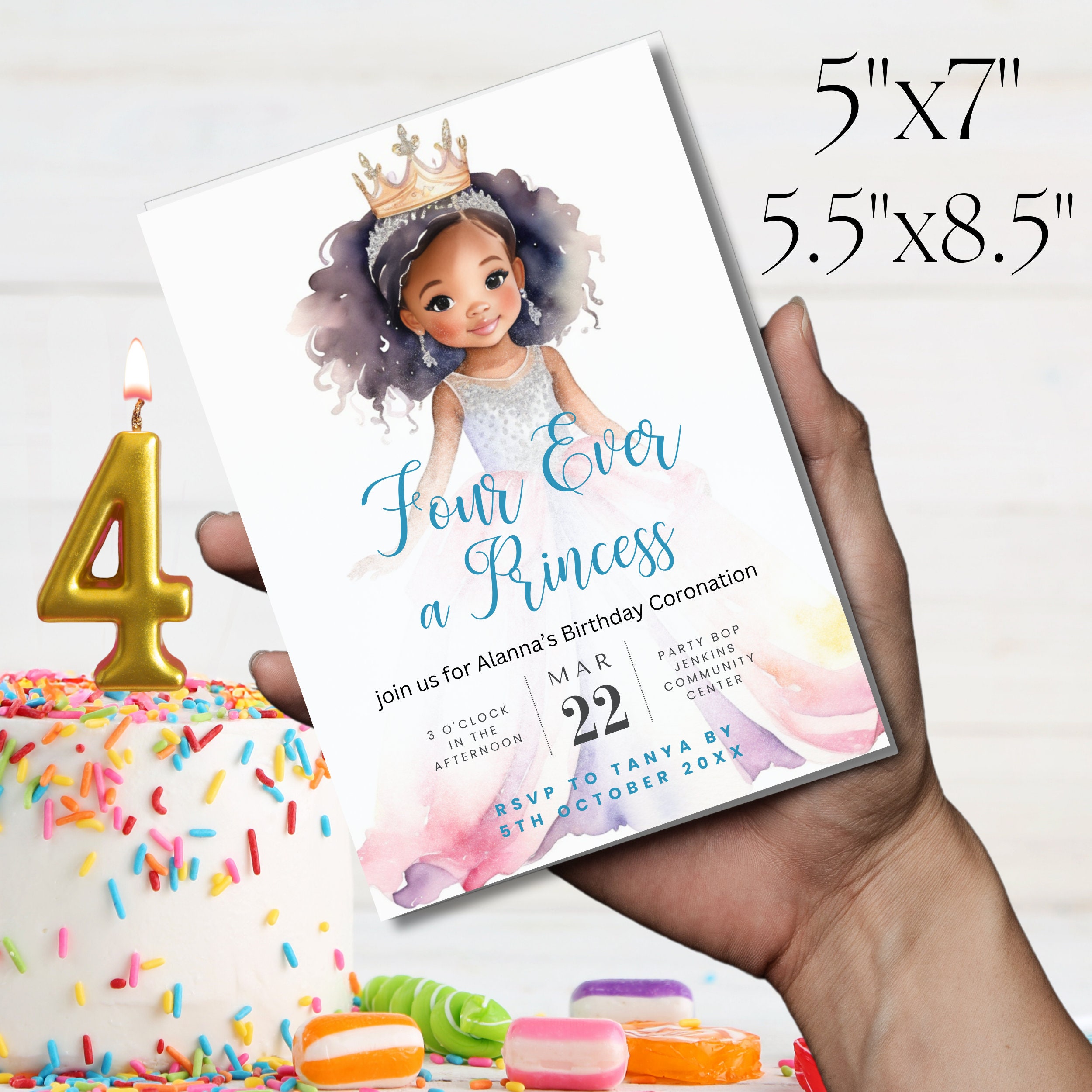 Four Ever A Princess Birthday Invitation, Four Ever Princess Birthday ...