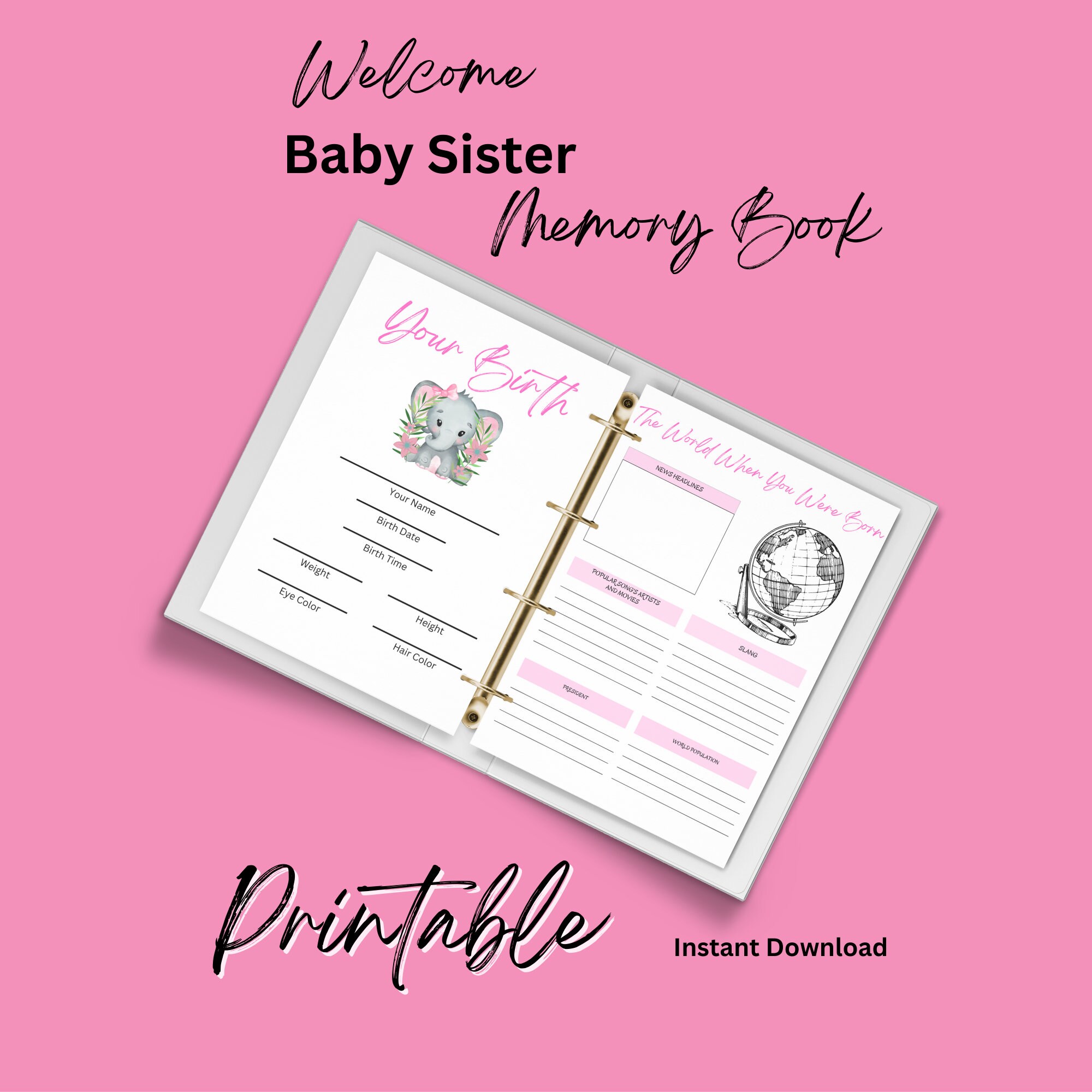 Baby Book Printable, Baby Memory Book, Baby Gift, First Year Memory ...