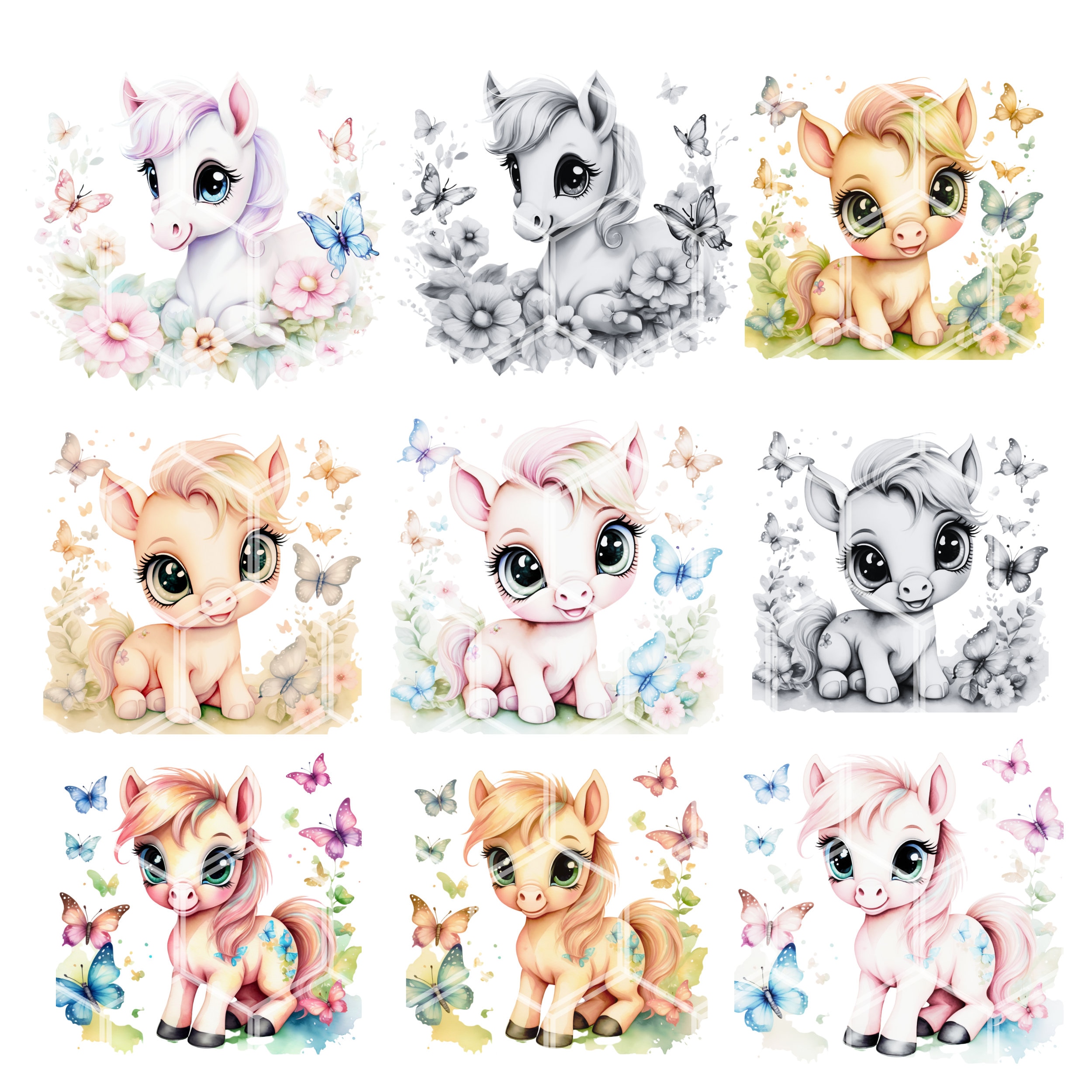 Pretty Little Pony PNG Pack of 50 Ponies Pngs Digital Cartoon Character ...