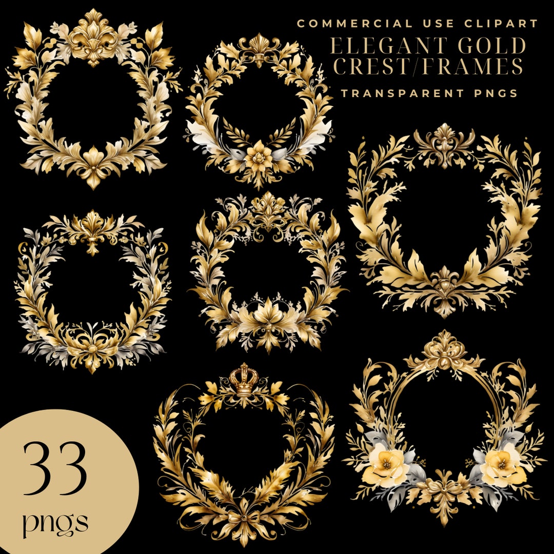 Watercolor Wedding Crest Clipart, Floral Crest Clipart, Watercolor ...