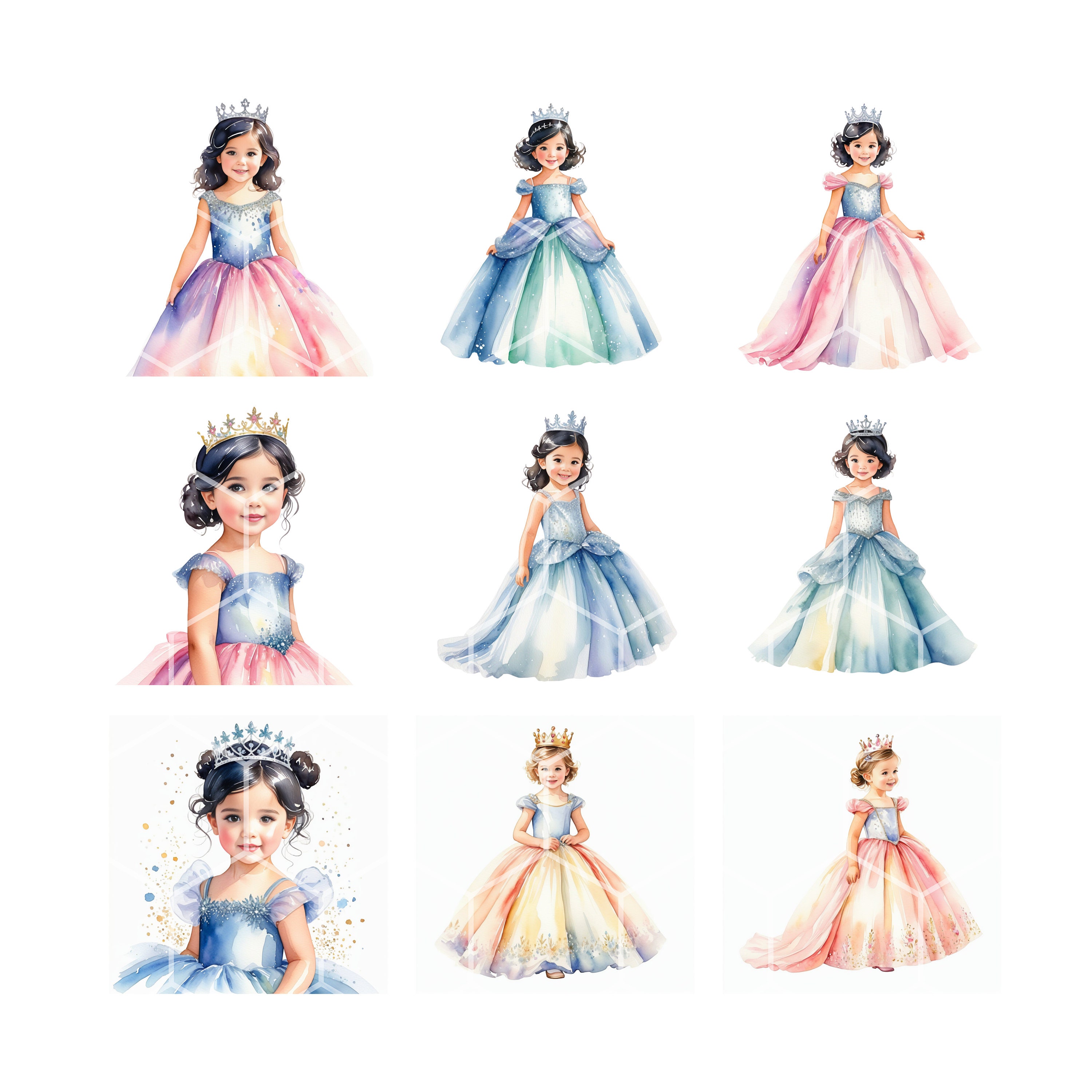 Watercolor Princess Castle Clipart, Baby Blue Princess Clipart, Blue ...