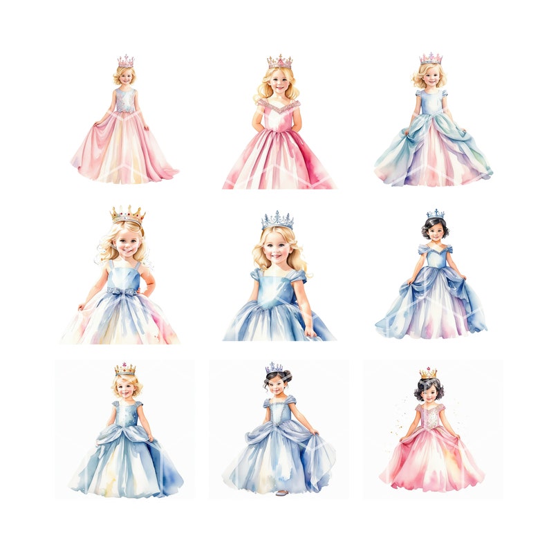 Watercolor Princess Castle Clipart, Baby Blue Princess Clipart, Blue ...