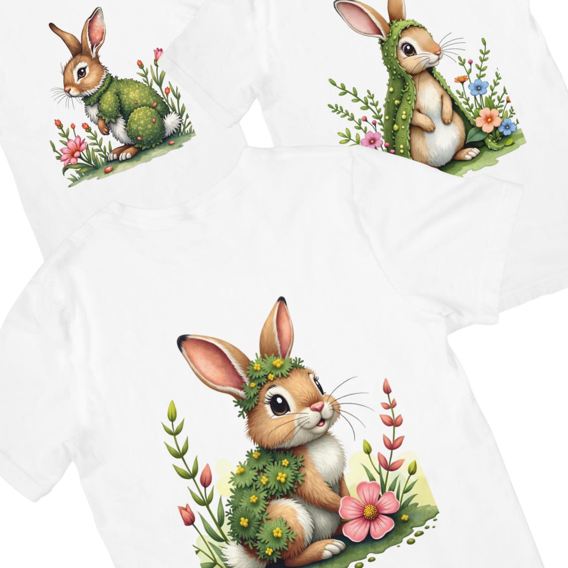 Woodland Bunny Clipart | Mossy Forest Rabbit, Whimsical Garden Animals ...