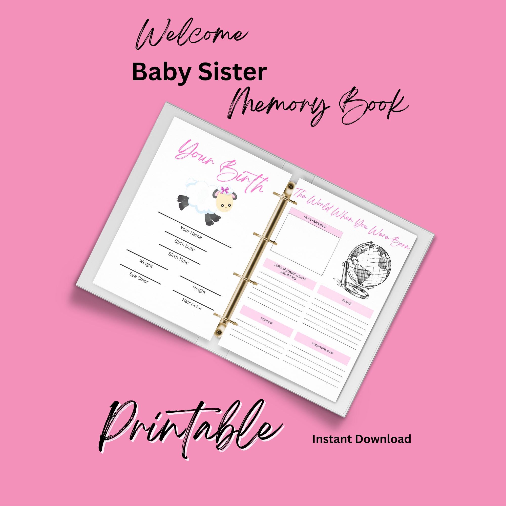 Baby Book Printable, Baby Memory Book, Baby Gift, First Year Memory ...