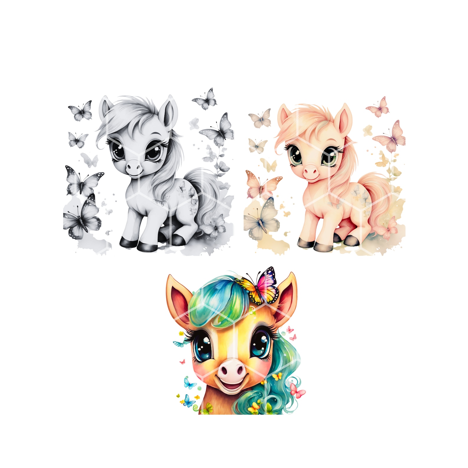 Pretty Little Pony PNG Pack of 50 Ponies Pngs Digital Cartoon Character ...