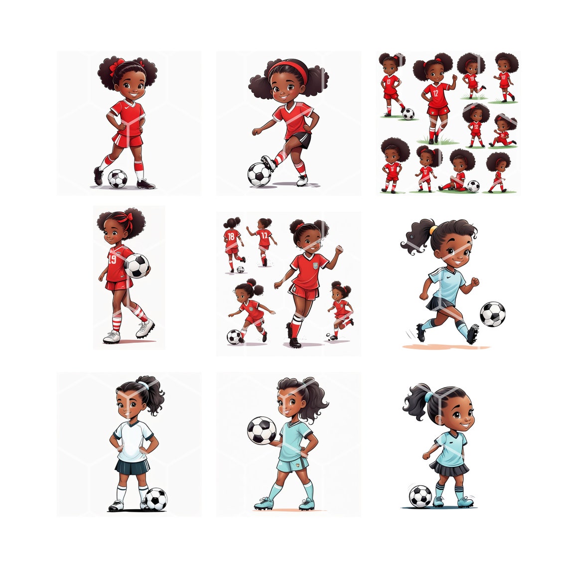 Soccer Girl Clipart |black Girls Soccer Player | Multicultural Png ...