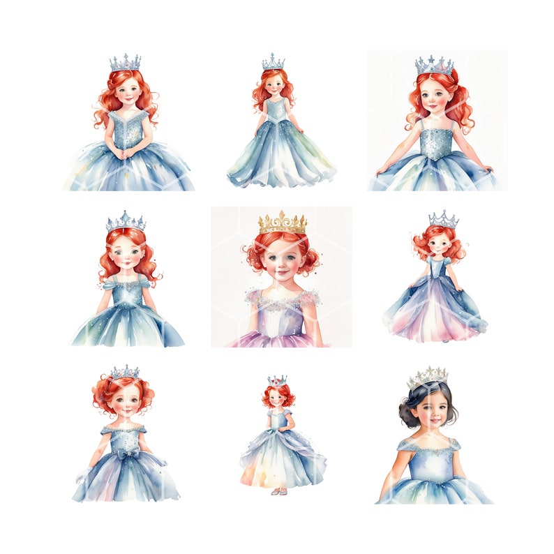 Watercolor Princess Castle Clipart, Baby Blue Princess Clipart, Blue ...