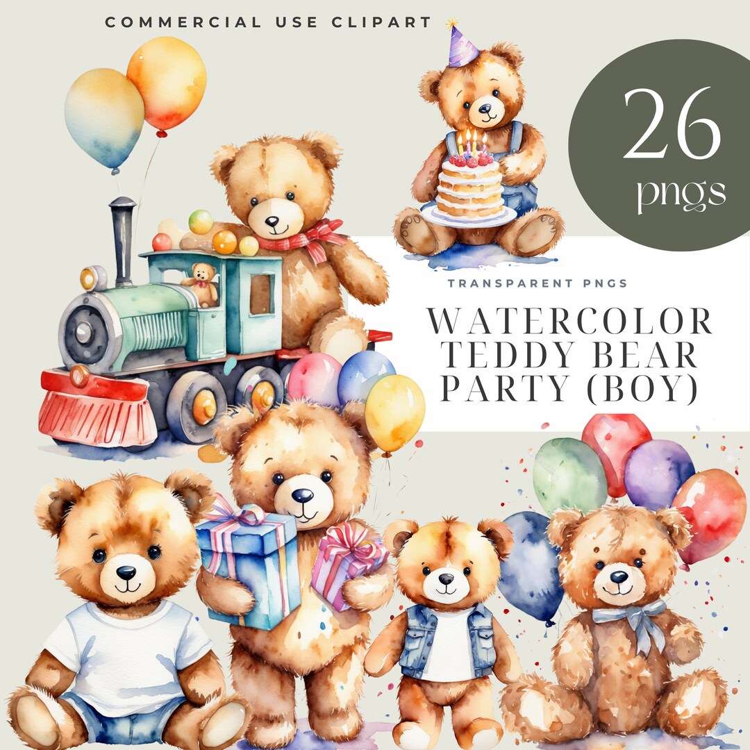 Teddy Bear Baby Clipart, Baby Bear PNG, Teddy Bear PNG Bundle, Teddy ...