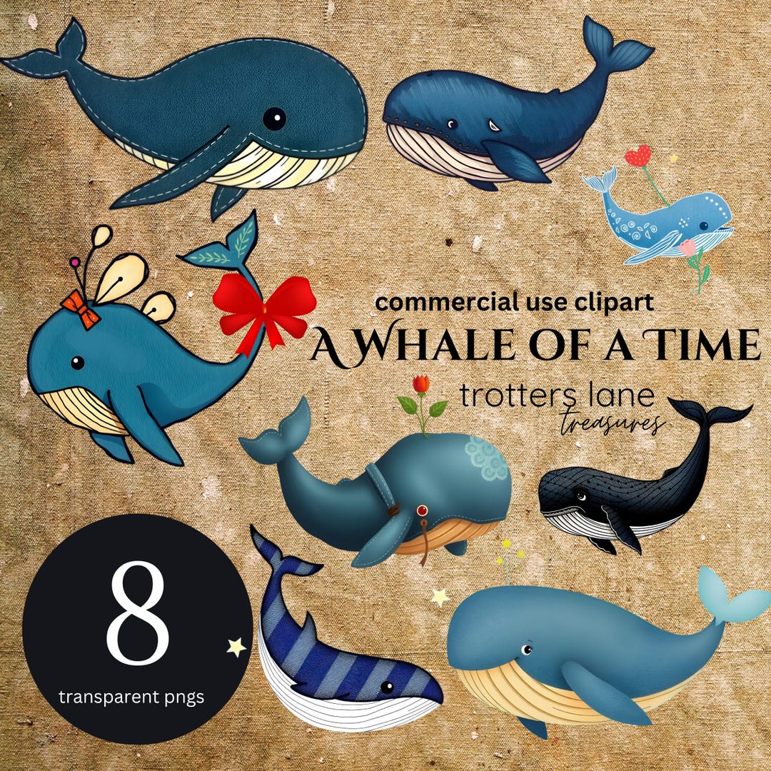 Cute Baby Whale Clipart, Blue Watercolor Whales, Nursery Ocean Animals ...