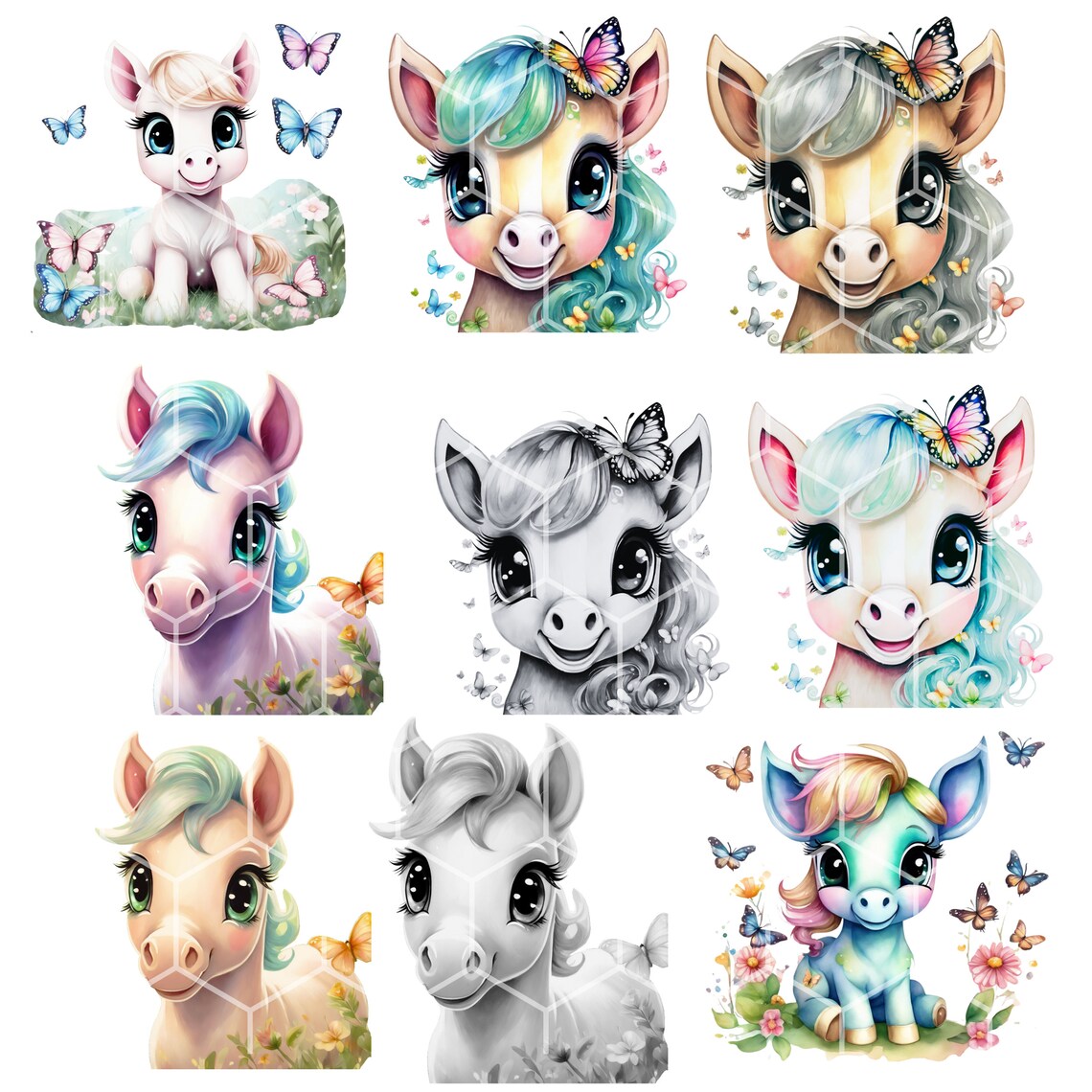Pretty Little Pony PNG Pack of 50 Ponies Pngs Digital Cartoon Character ...