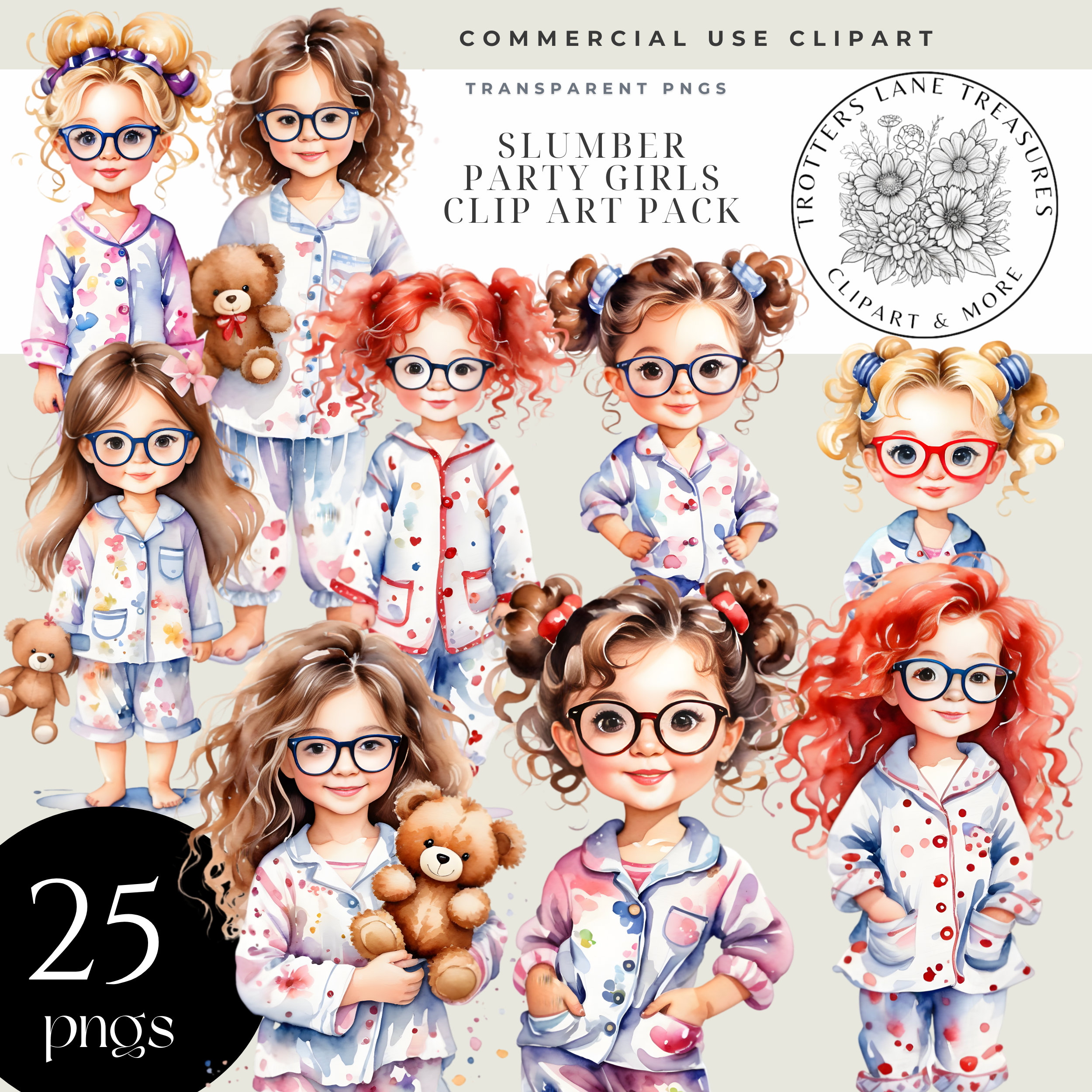 Slumber Party Girl Clipart, Girls Night in Clipart, Young Girl Clipart ...