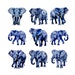 Toile Blue Clipart, Toile Blue Elephants Clipart - 25 Pngs, Elegant ...