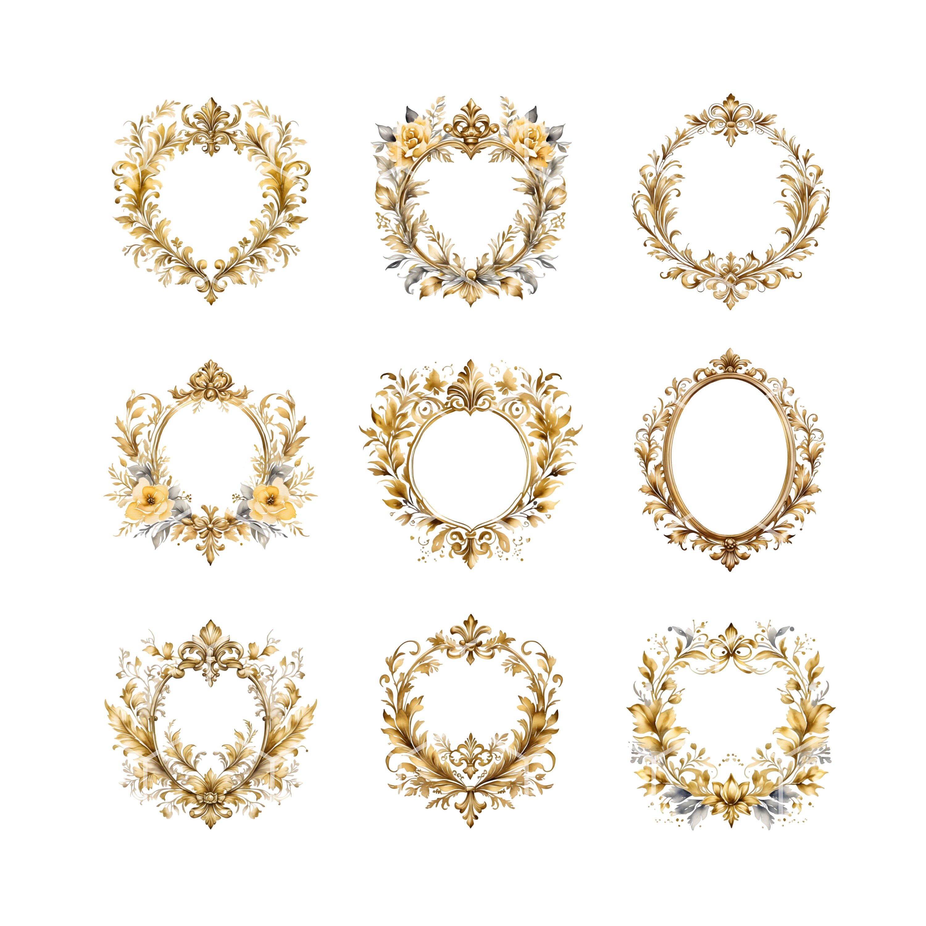 Watercolor Wedding Crest Clipart, Floral Crest Clipart, Watercolor ...