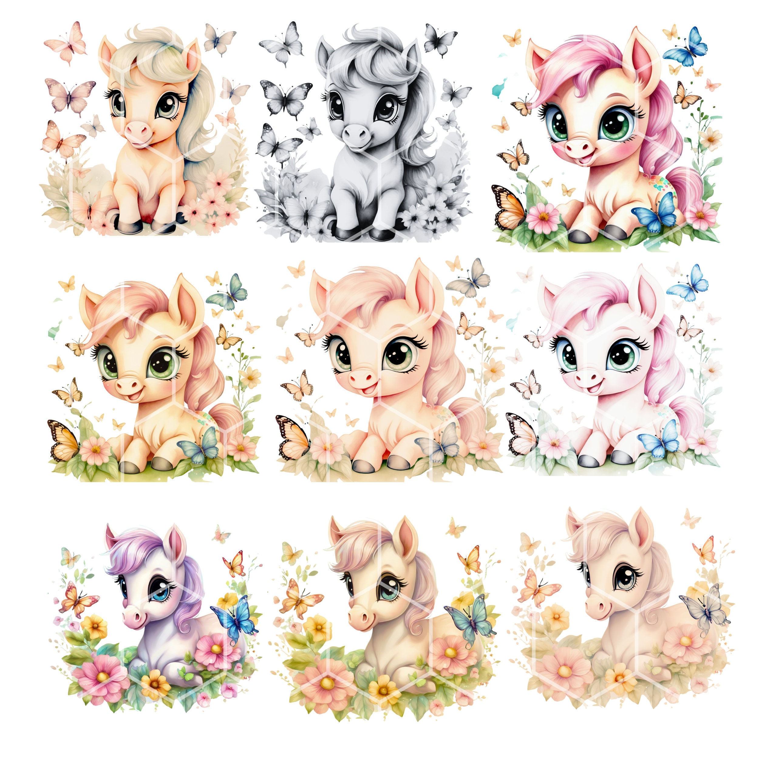 Pretty Little Pony PNG Pack of 50 Ponies Pngs Digital Cartoon Character ...