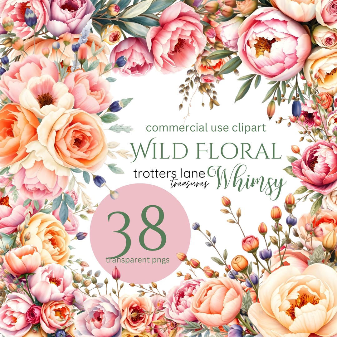 Pastel Pink Boho Wildflowers Clipart | Watercolor Floral, Soft Wedding ...