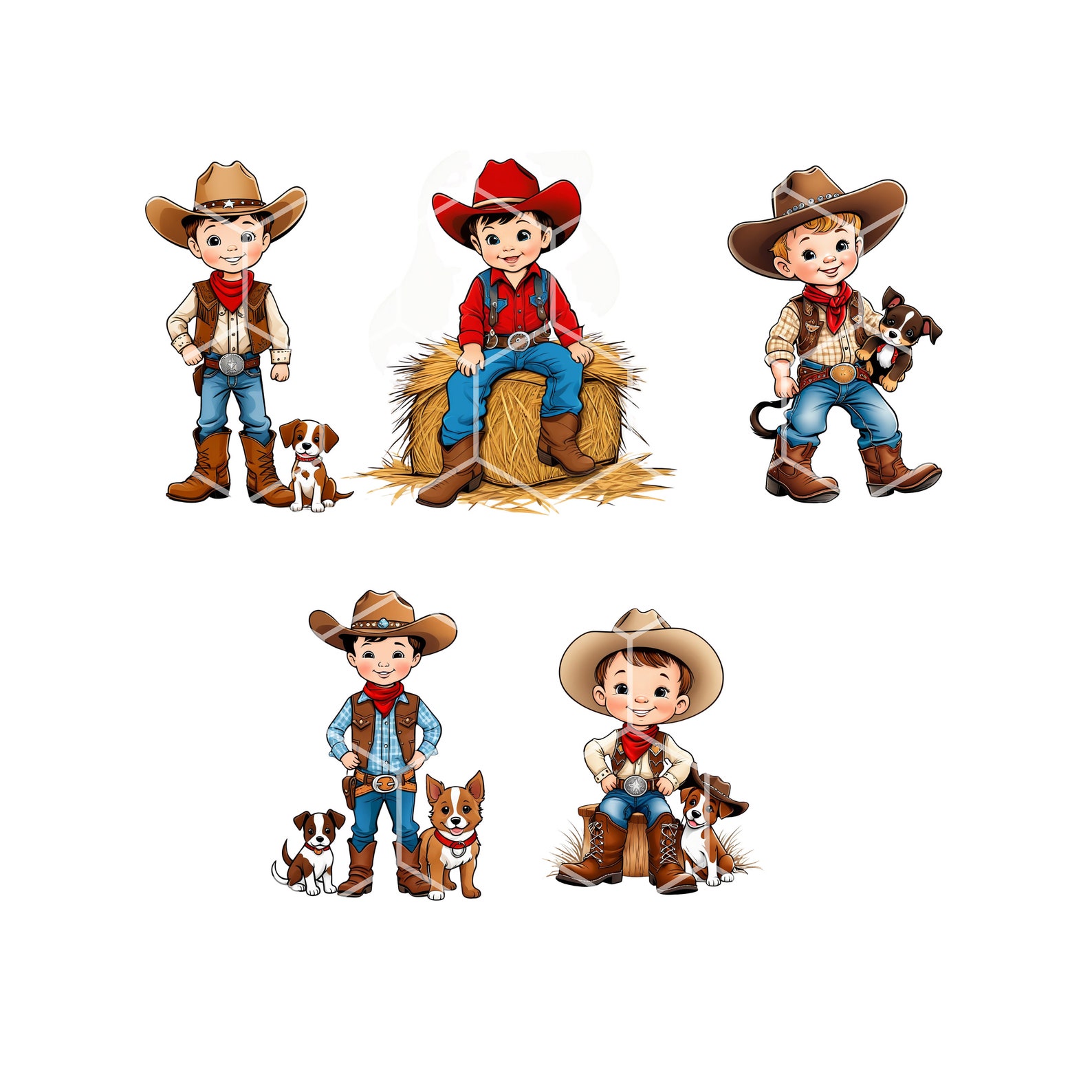 Baby Cowboy Watercolor Clipart Bundle, Boy With Horse Sublimation PNG ...