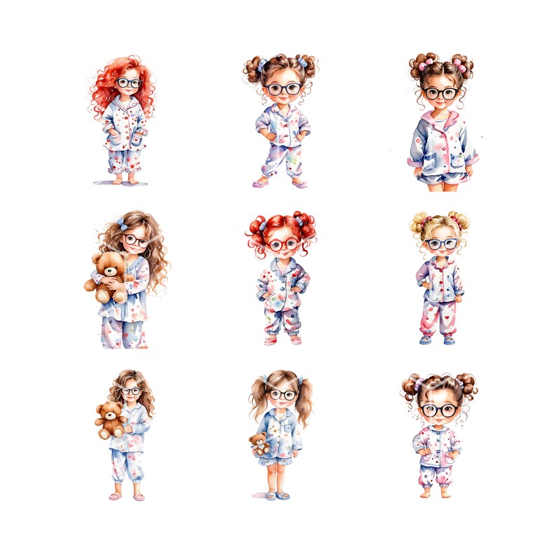 Slumber Party Girl Clipart, Girls Night in Clipart, Young Girl Clipart ...