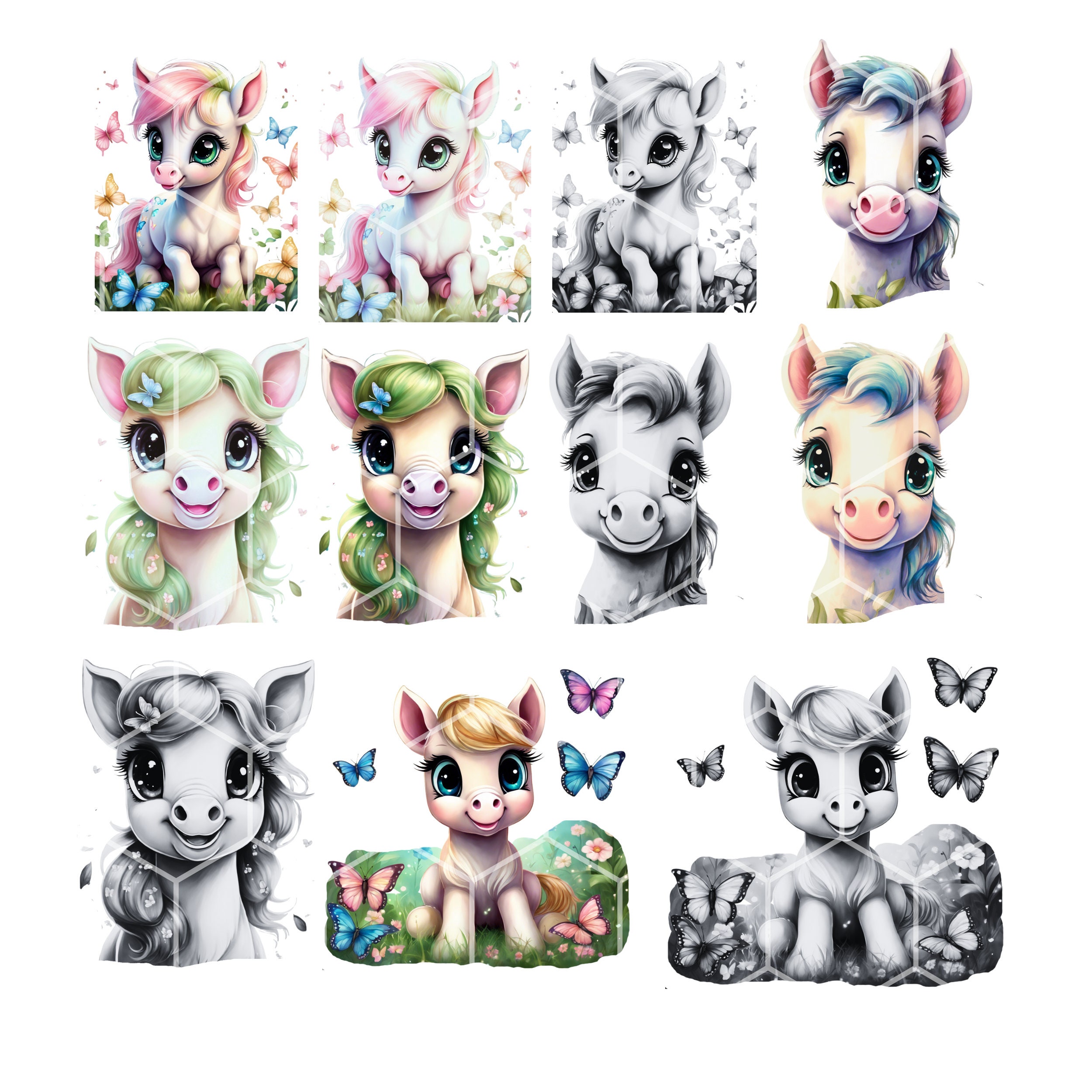 Pretty Little Pony PNG - Pack of 50 Ponies Pngs - Digital Cartoon ...