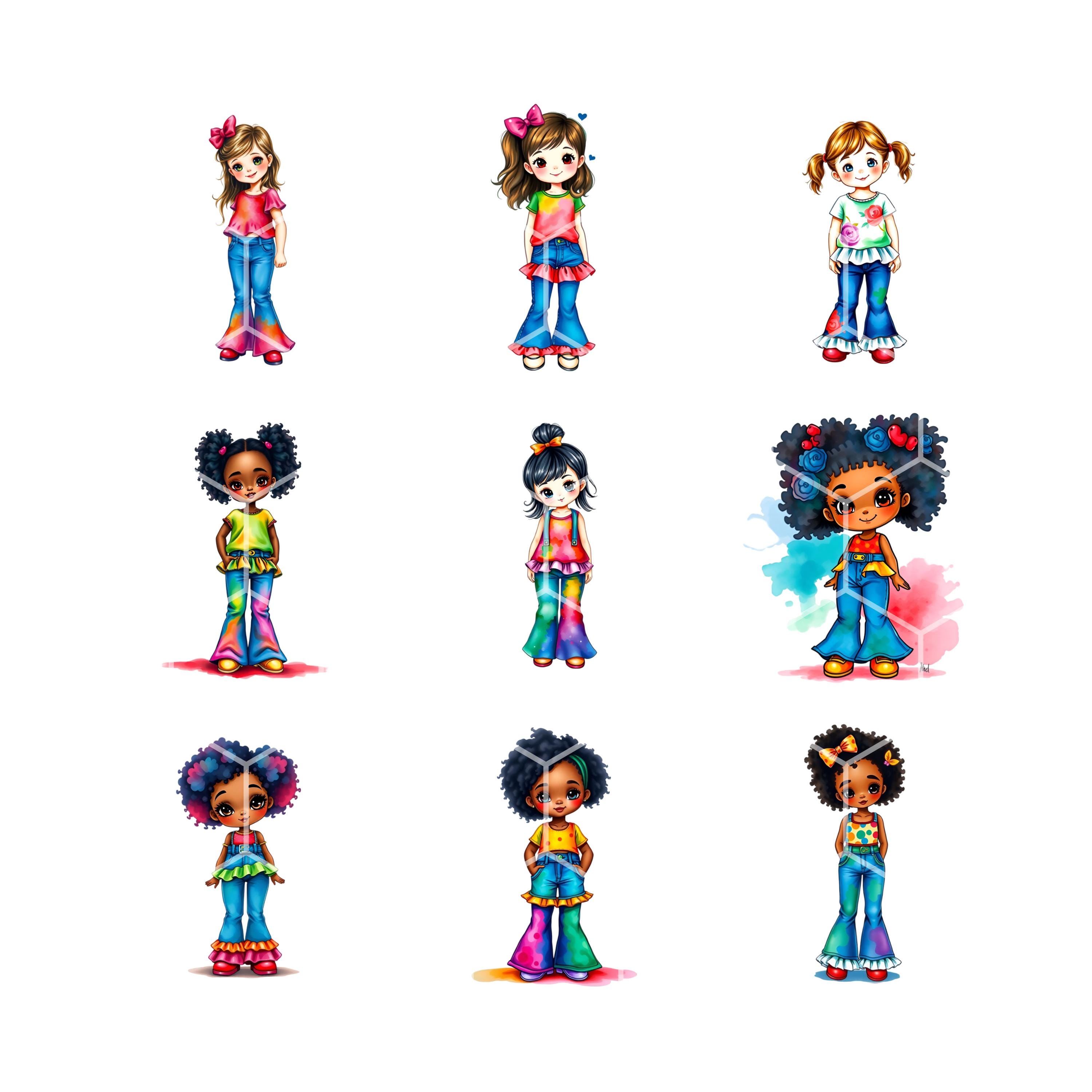Girls Day Out Clipart | Hippie Multicultural Teen Girls | Quirky ...