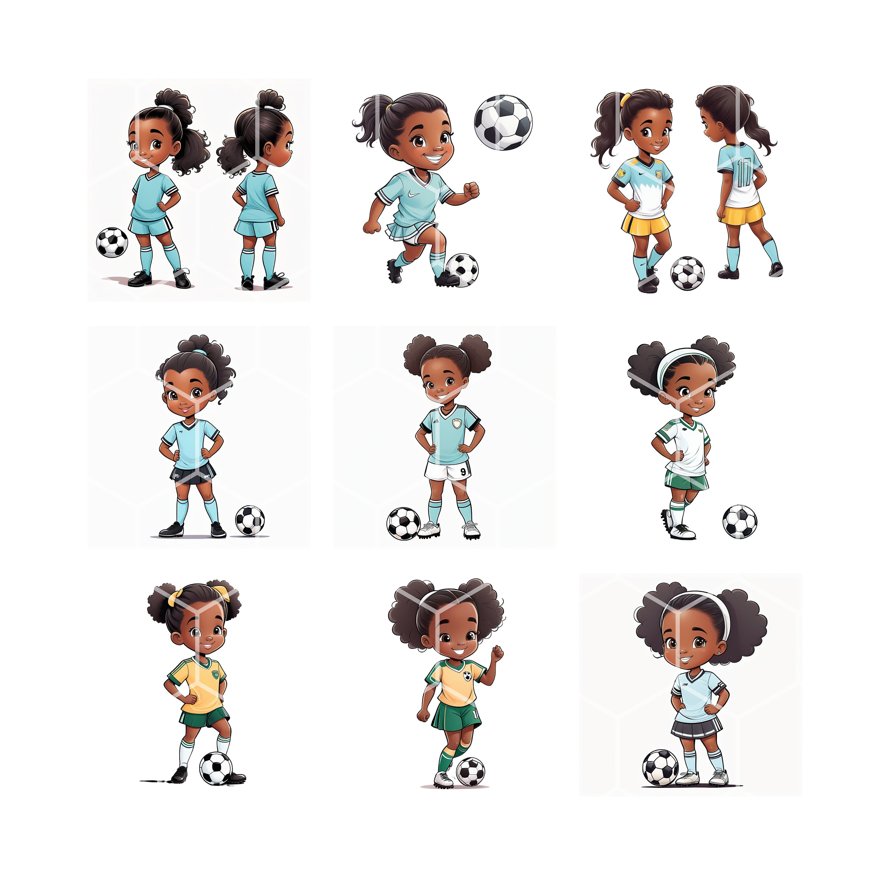 Soccer Girl Clipart |black Girls Soccer Player | Multicultural Png ...