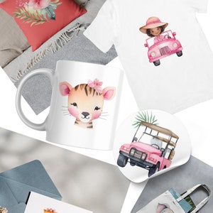 Safari Baby Animals Watercolor Clipart 32 High Quality Jpgs, Pink ...