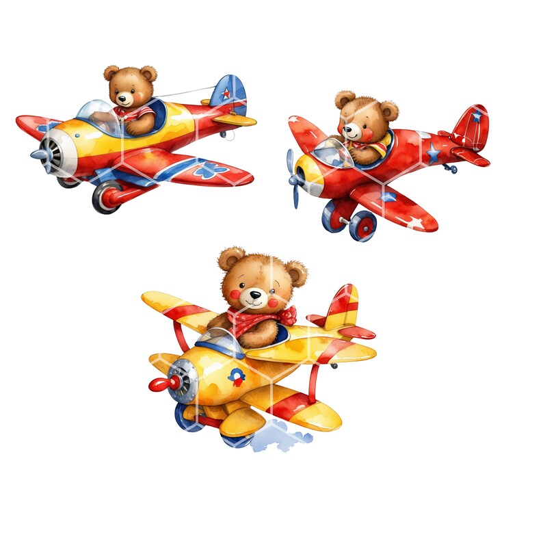 Flying Bear Clipart - 27 Pngs, Instant Download, Commercial Use, Kids ...