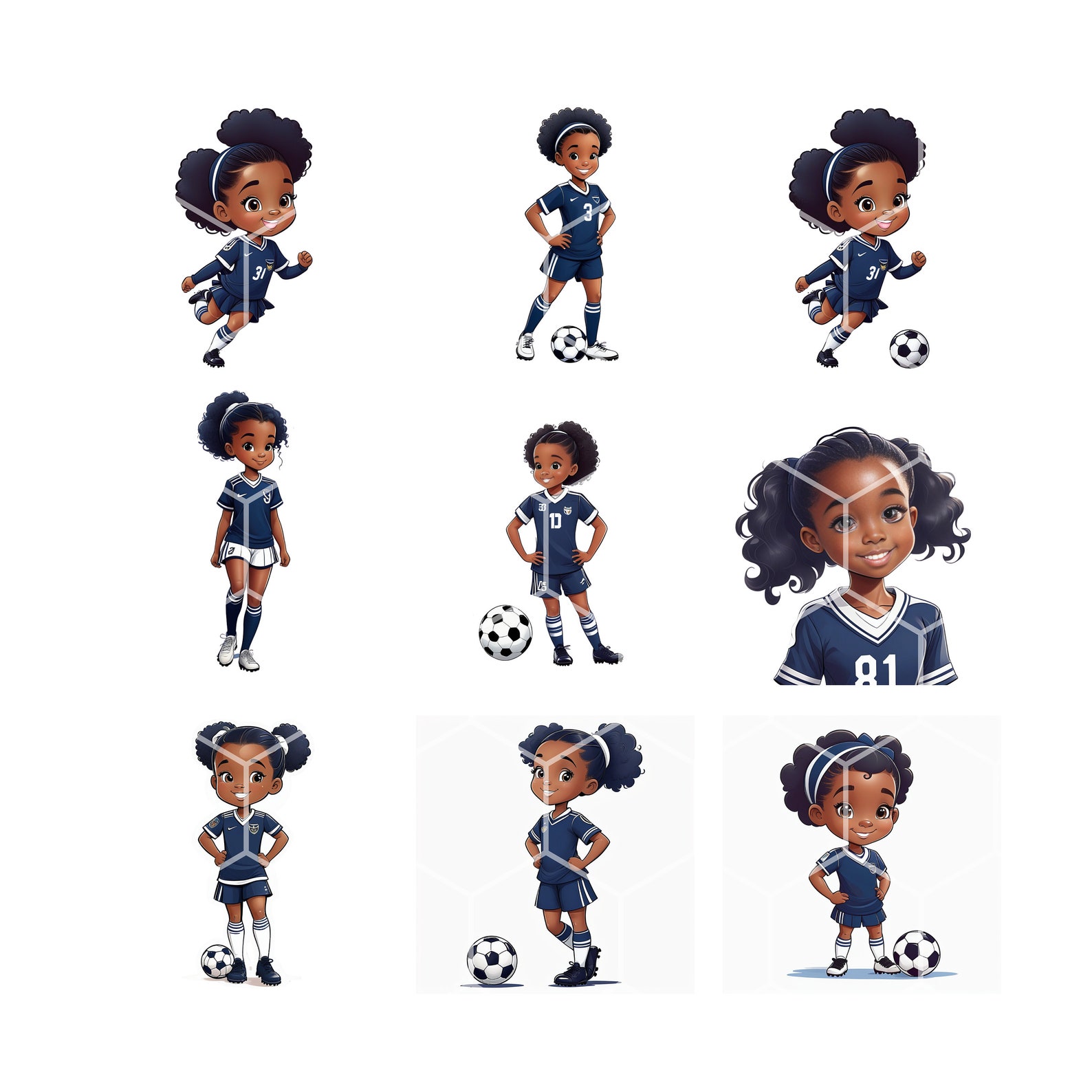 Soccer Girl Clipart |black Girls Soccer Player | Multicultural Png ...