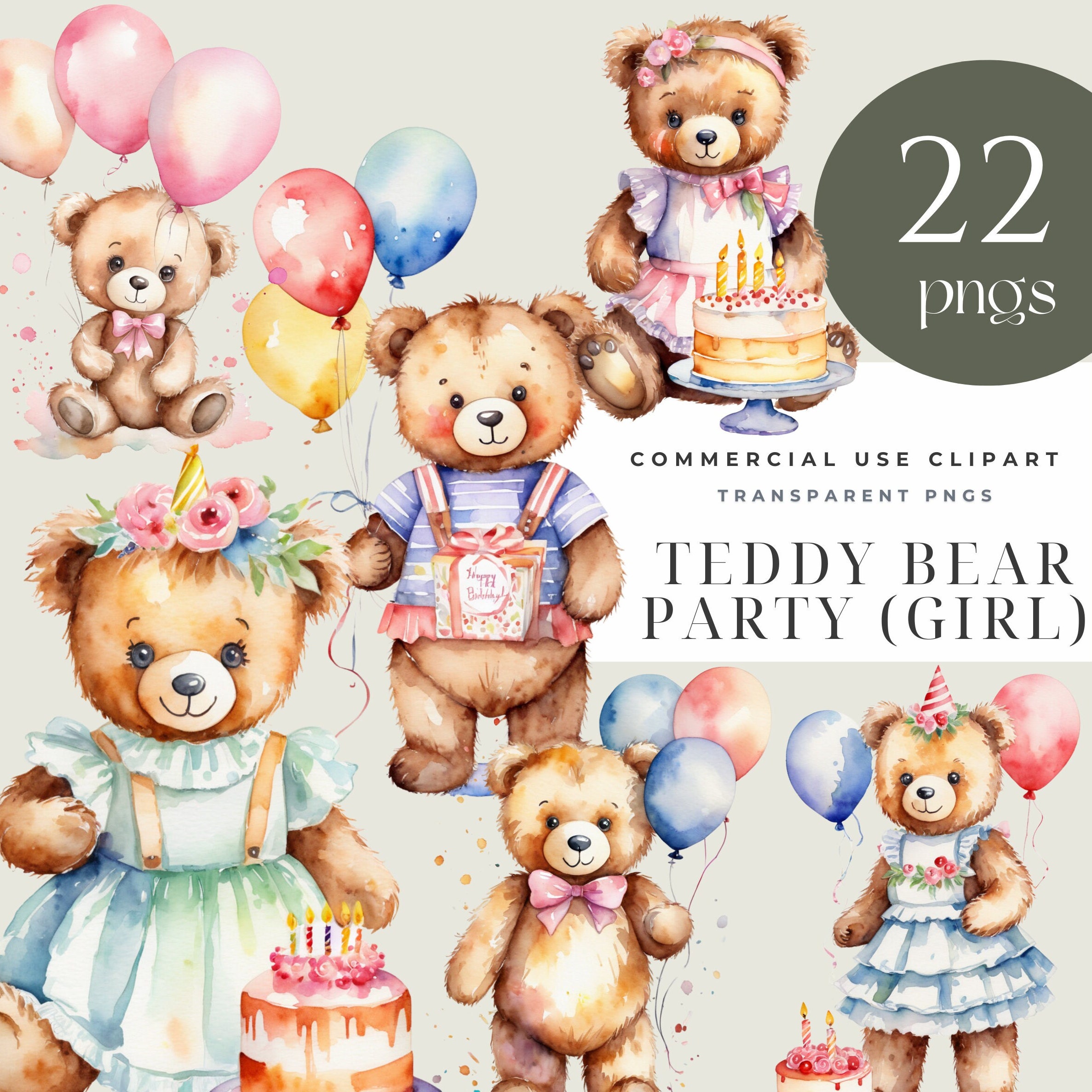 Teddy Bear Baby Clipart, Baby Bear PNG, Teddy Bear PNG Bundle, Teddy ...