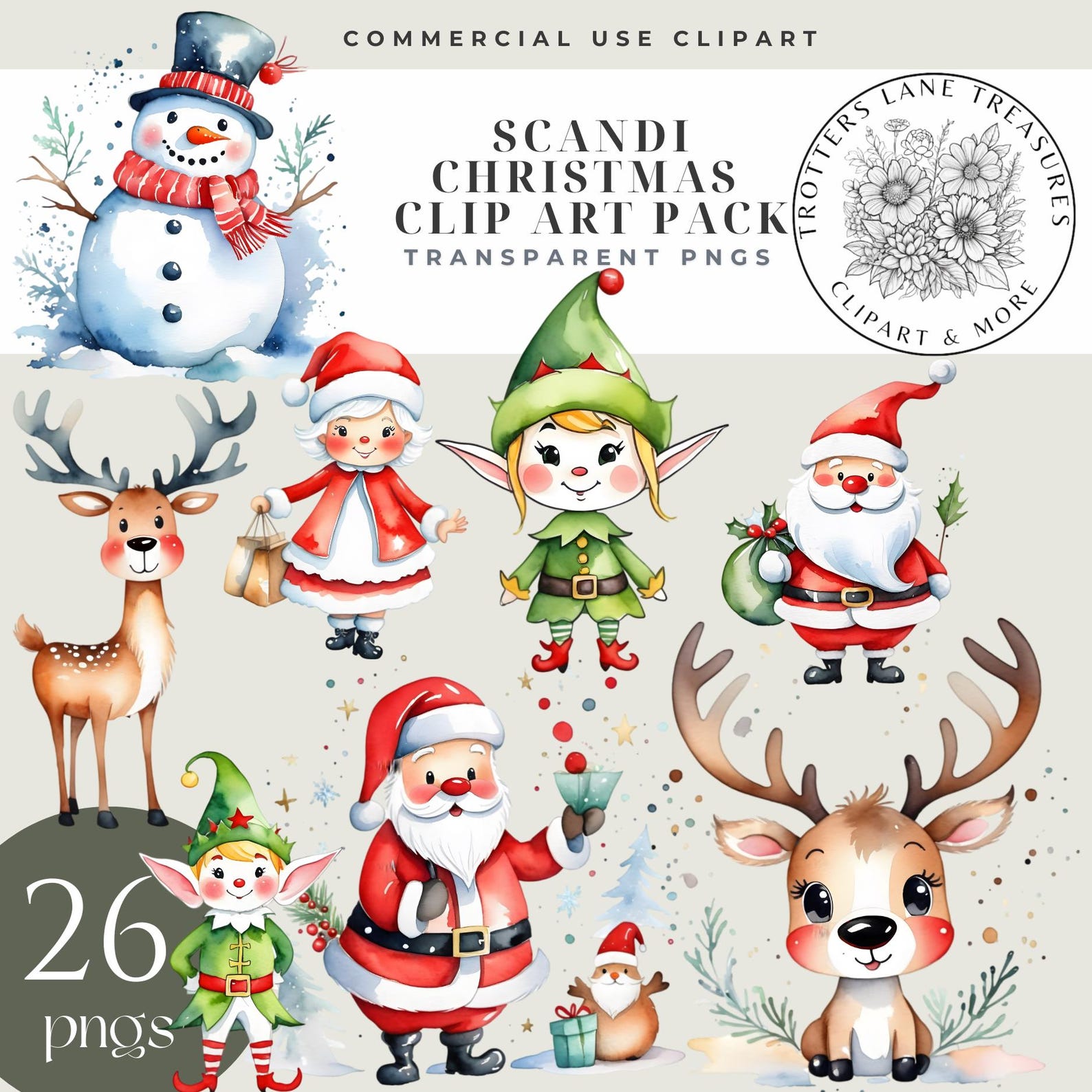Scandi Clipart, Scandi Santa Clipart, Santa Clause Clipart, North Pole ...