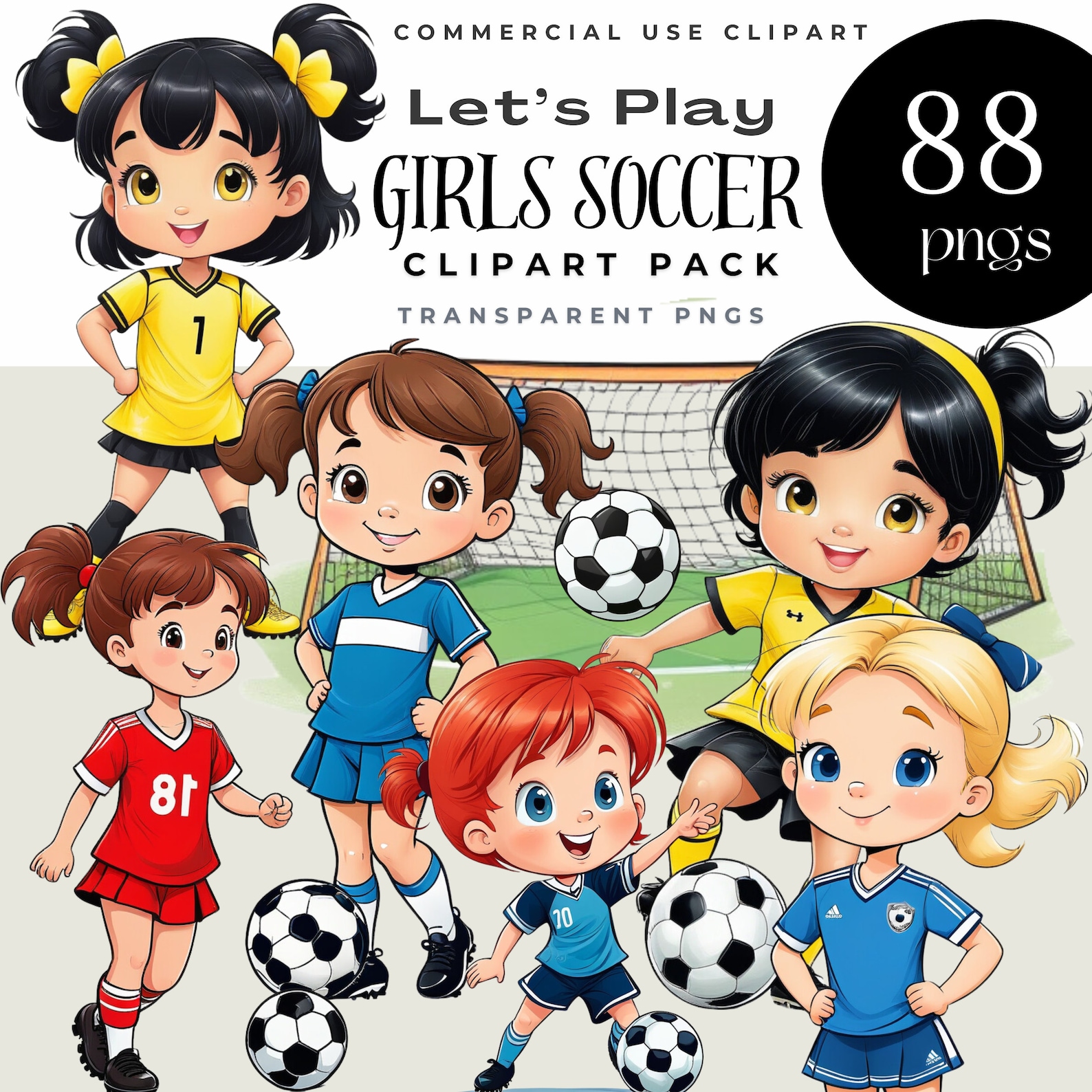 Soccer Girl Clipart | Sublimation Designs | Girls Soccer Player ...
