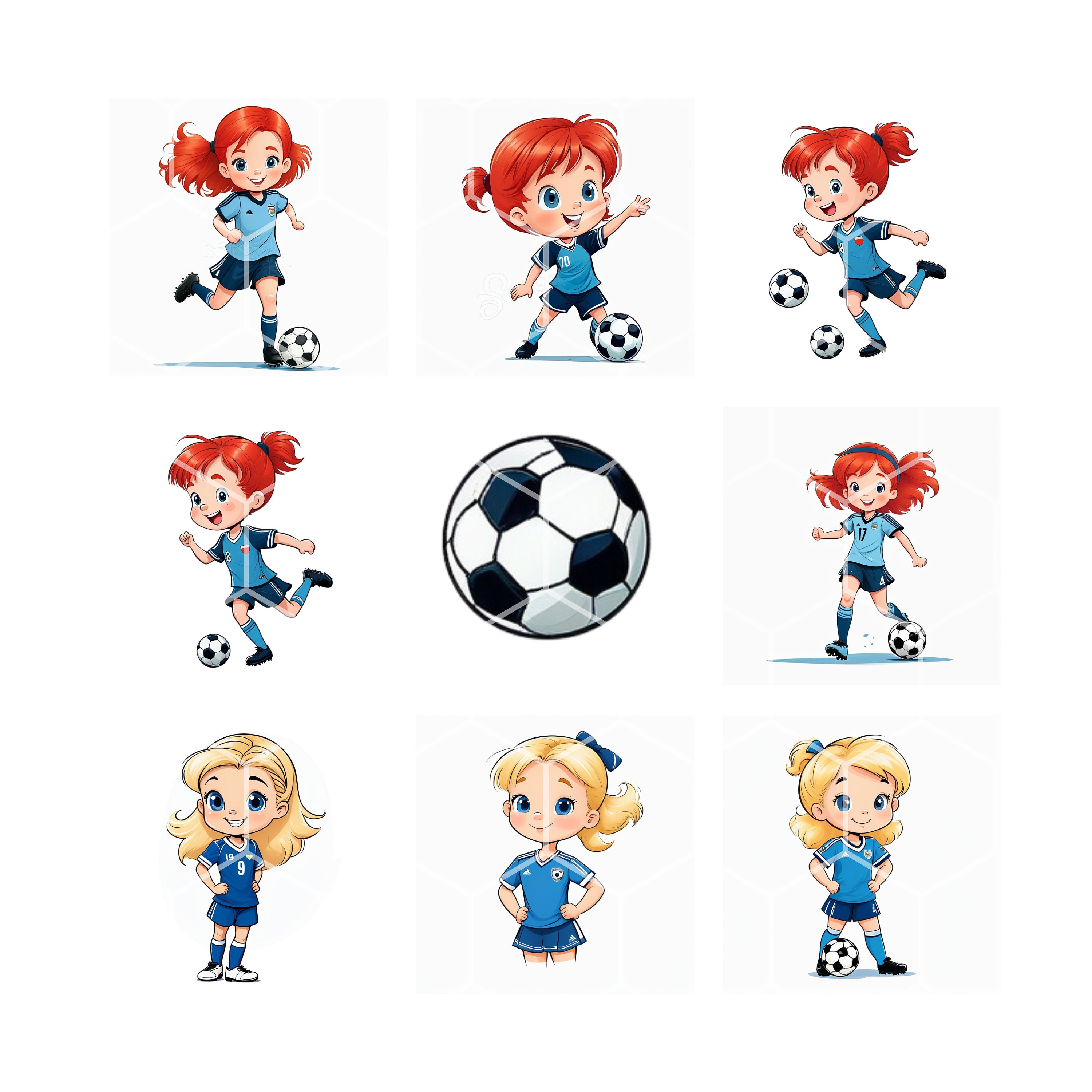 Soccer Girl Clipart Sublimation Designs Girls Soccer Player Characters ...