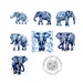 Toile Blue Clipart, Toile Blue Elephants Clipart - 25 Pngs, Elegant ...