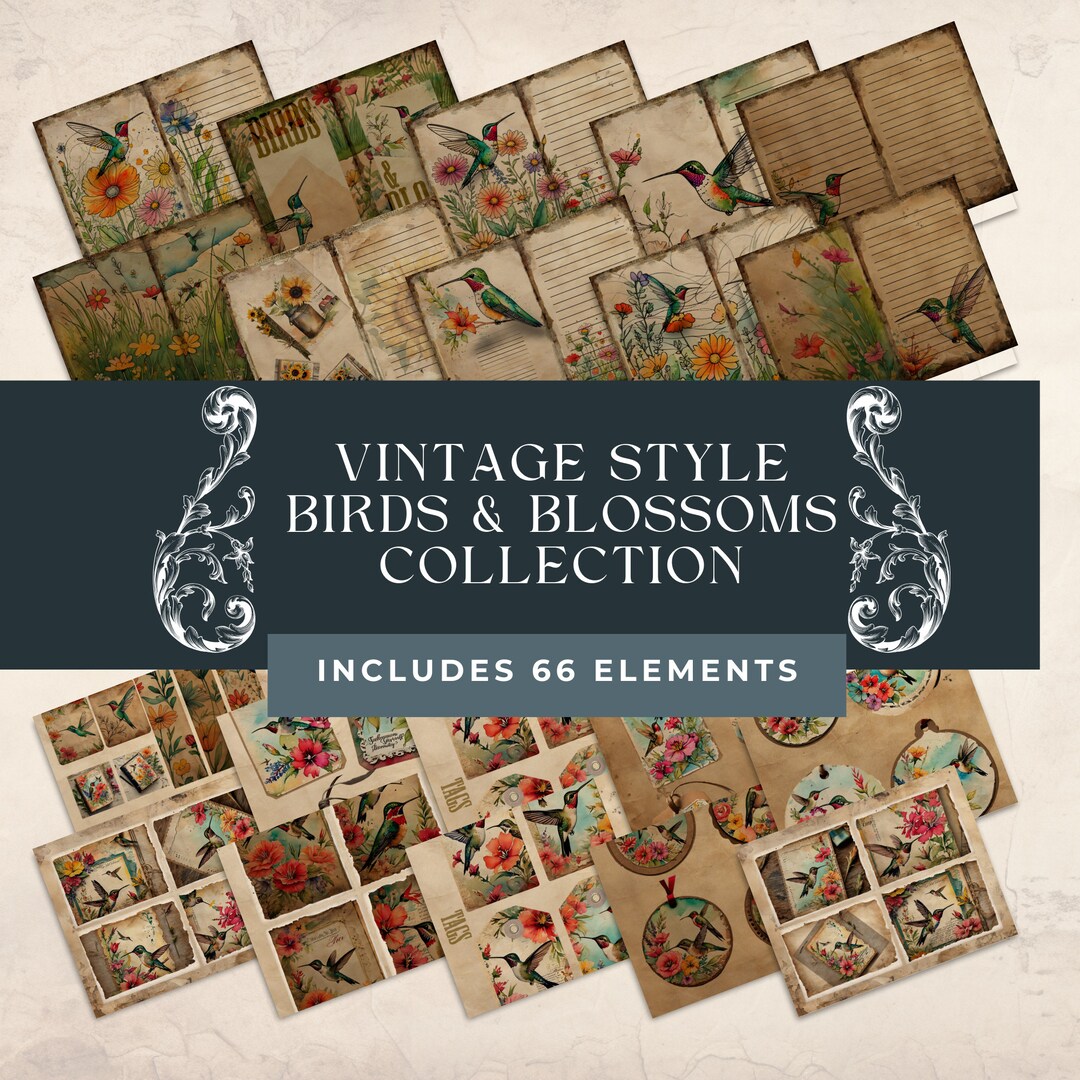 Junk Journal Humming Bird, Watercolor Bird Junk Journal, Colorful ...