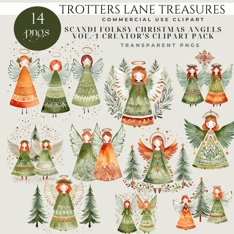 Christmas Angel Ornament Clipart, Watercolor Christmas Angel Clipart ...